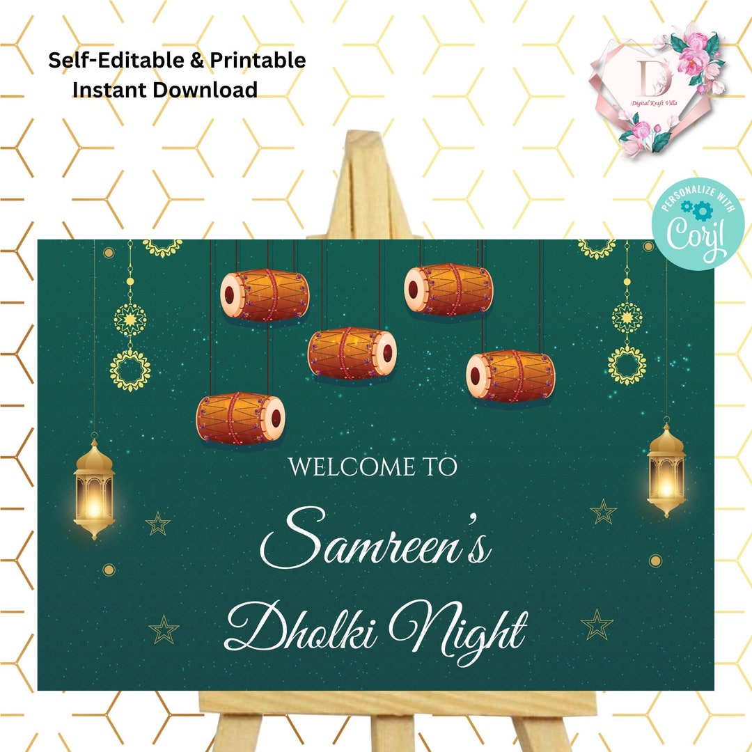 Dholki Welcome Signs as Dholak Welcome Signage as Dholki Night - Etsy