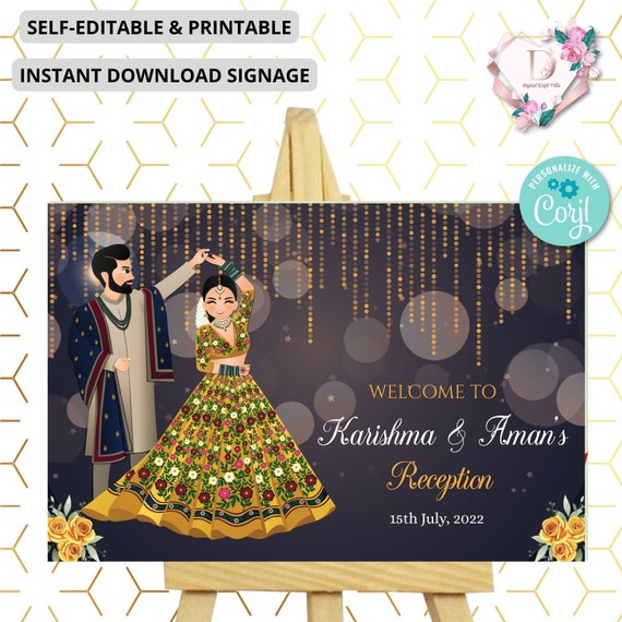 Indian Reception Welcome Board as Hindu Welcome Signage Hindu - Etsy