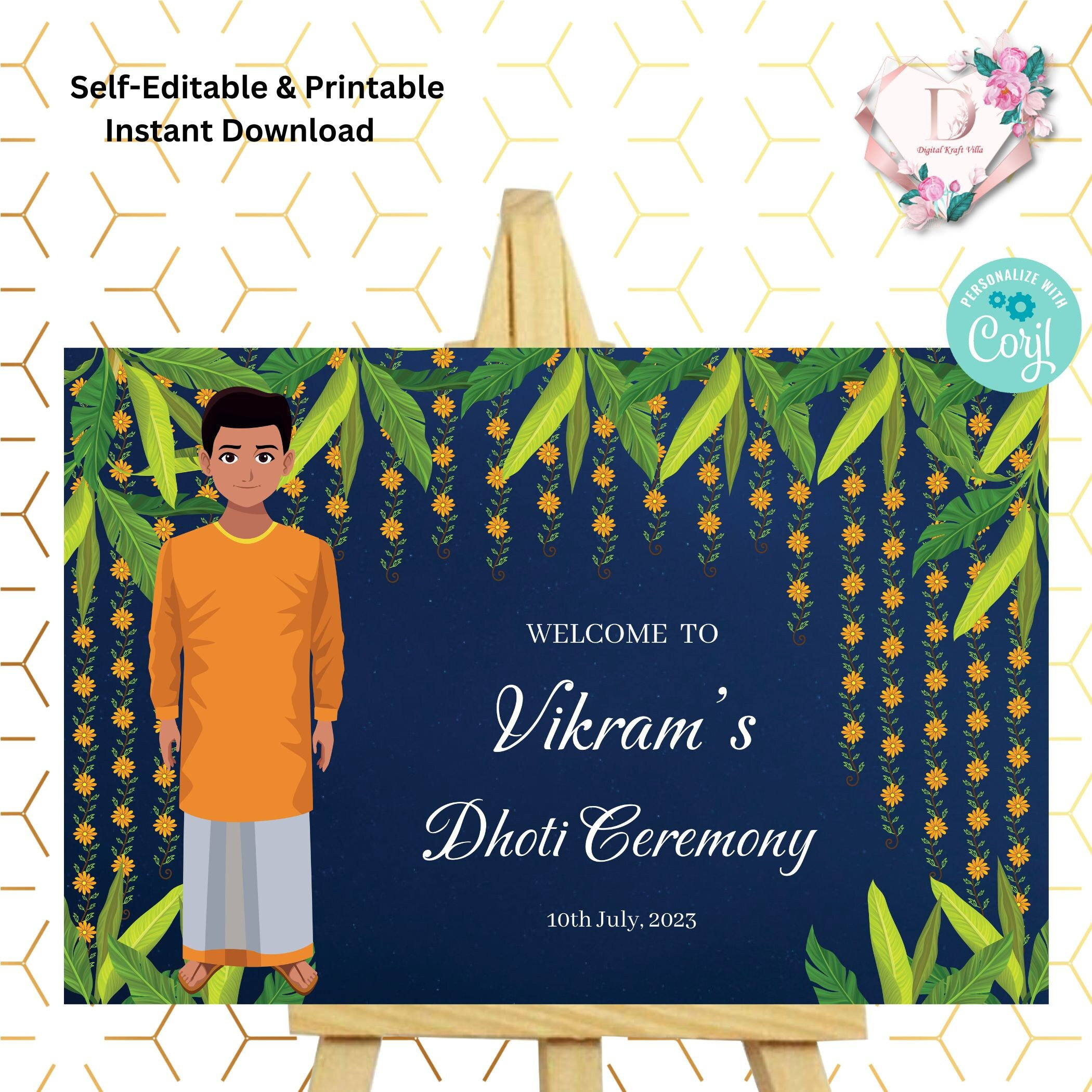 Dhoti Ceremony Sign & Pancha Kattu Sign, Panchalu Welcome Sign as Dhoti ...