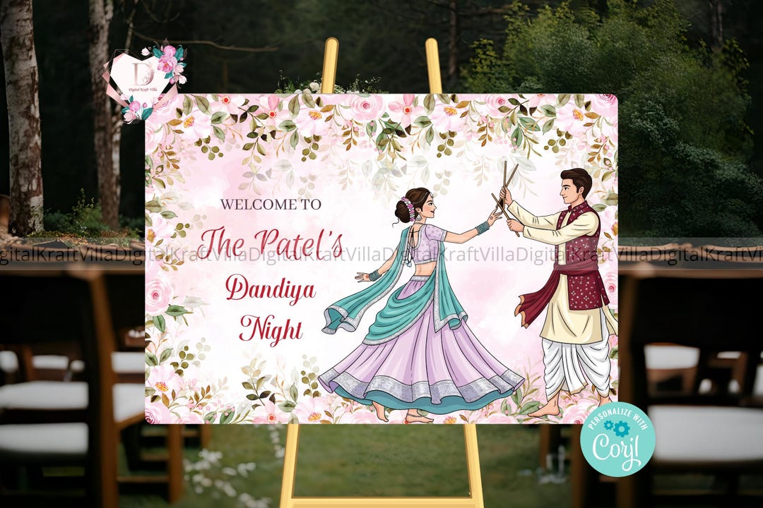 Garba Night Signs,indian Dandiya Decor Garba Sign Board,garba Night ...