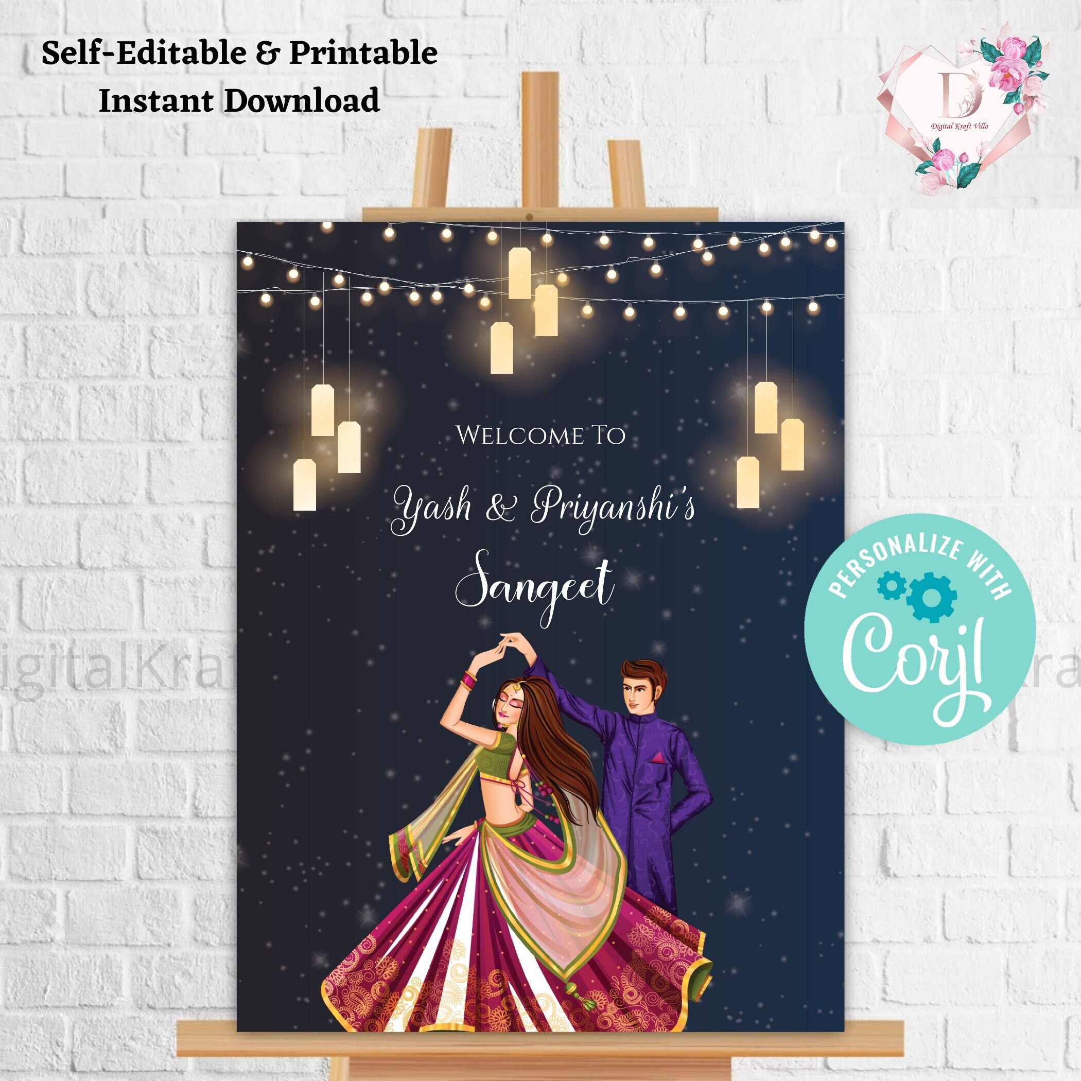 Blue Sangeet Night Poster, Sangeet Signs & Sangeet Welcome Signage ...