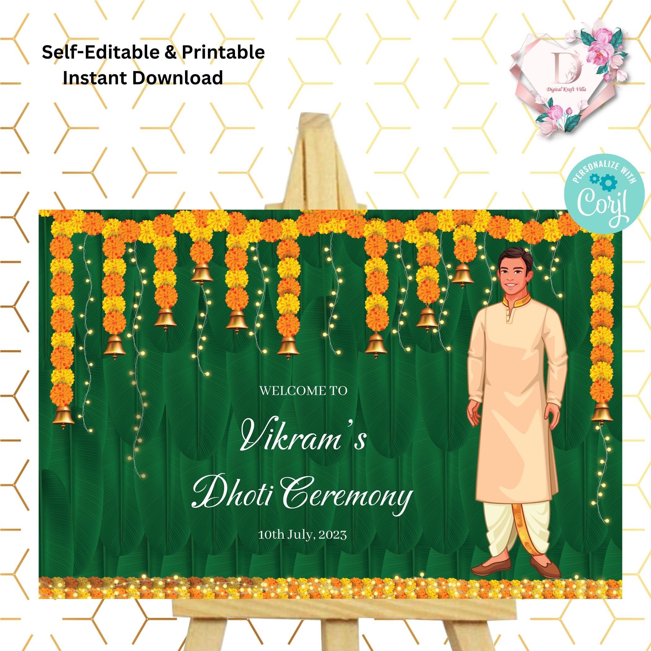 Dhoti Ceremony Sign & Dhoti Function Welcome Sign, Pancha Kattu Sign as ...