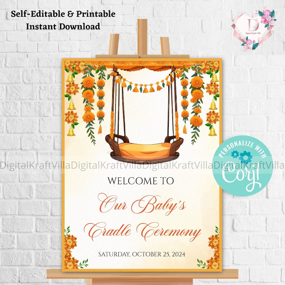 Baby Cradle Sign Cradle Ceremony Welcome Sign Baby Naming Ceremony Sign ...
