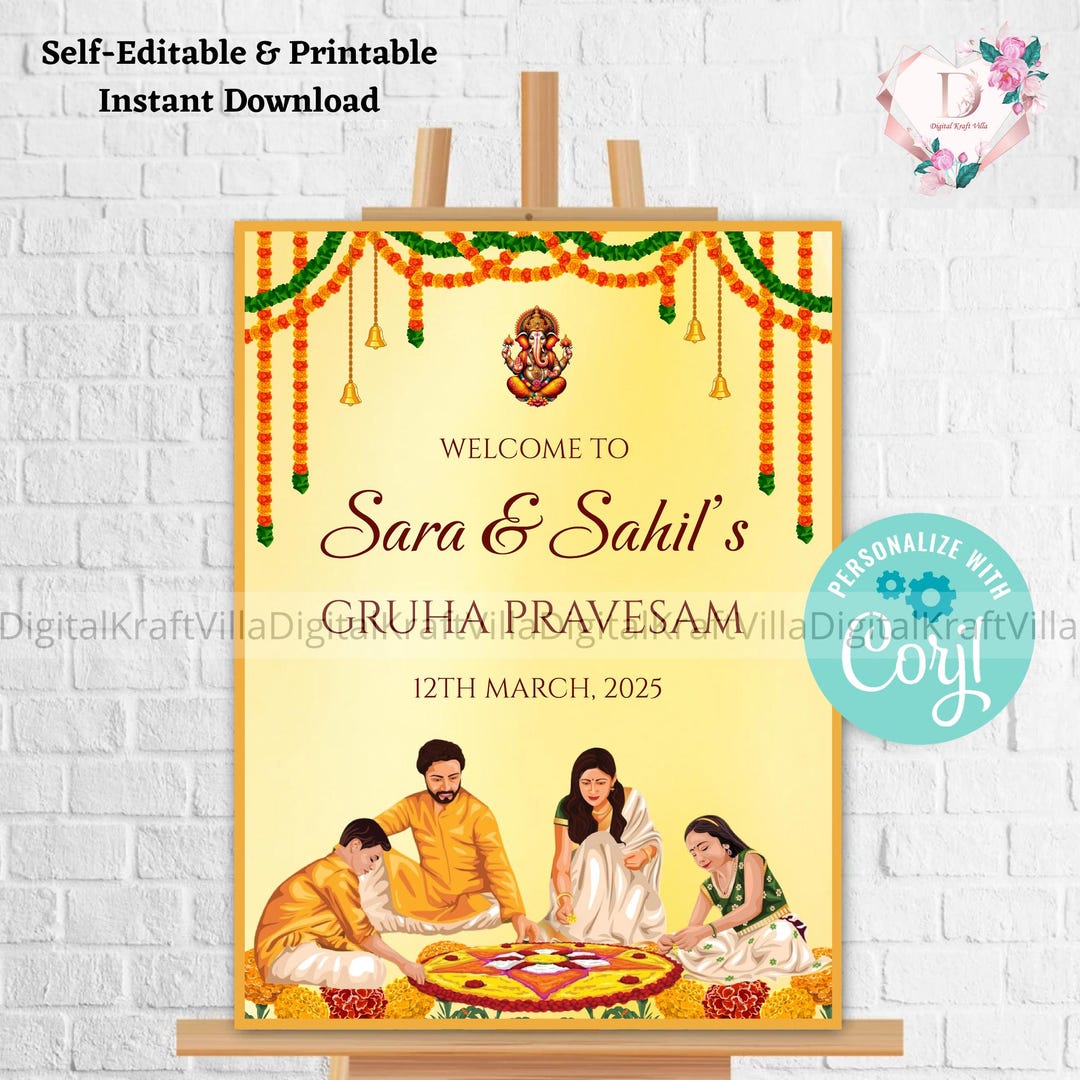 Pichwai Housewarming Sign, Grah Shanti Sign, Pichwai Sign, Welcome Sign ...