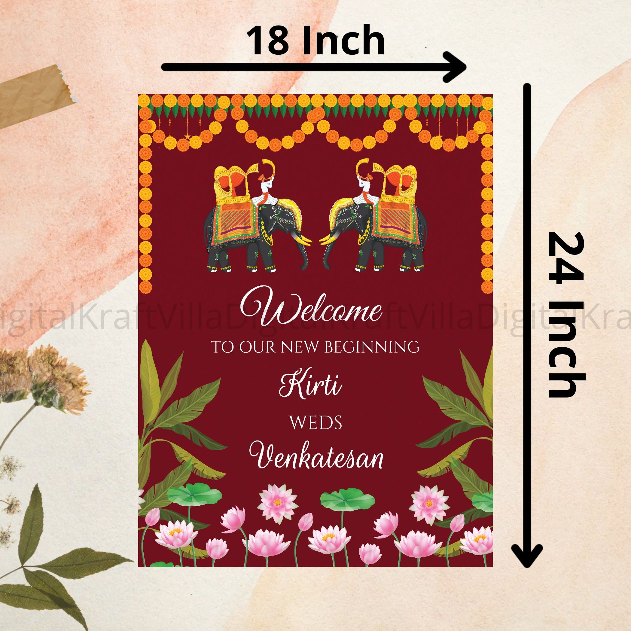South Indian Wedding Welcome Signs Kalyanam as Tamil Welcome - Etsy