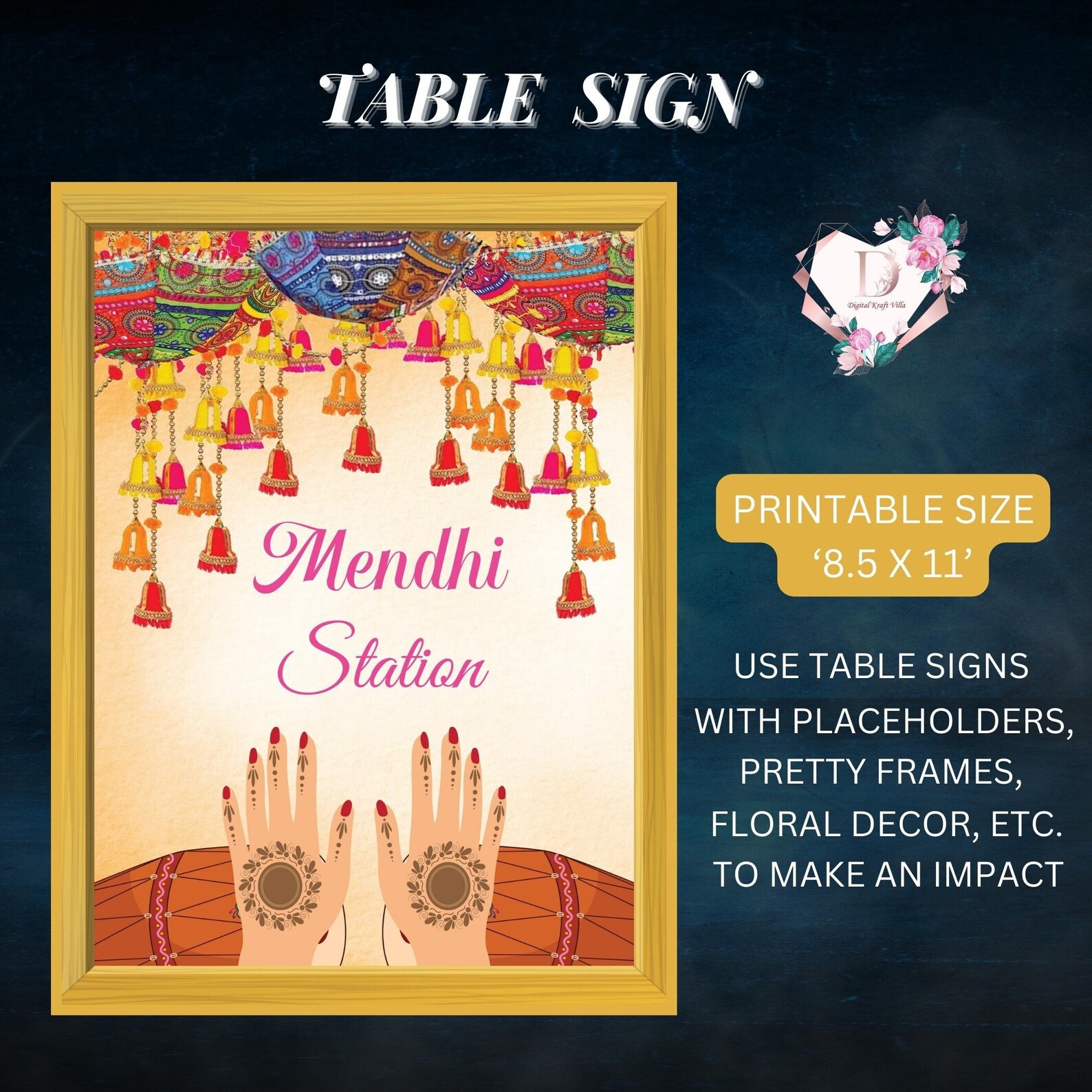 Henna Station Sign Mehndi Station Sign, Dholki Decoration & Mehndi ...