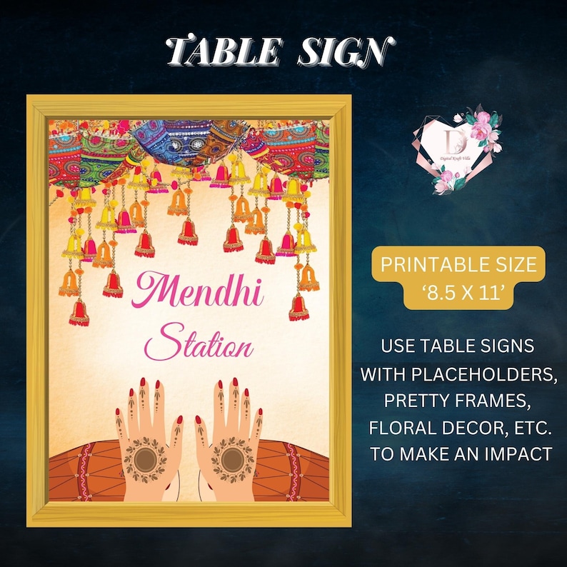 Henna Station Sign Mehndi Station Sign, Dholki Decoration & Mehndi ...