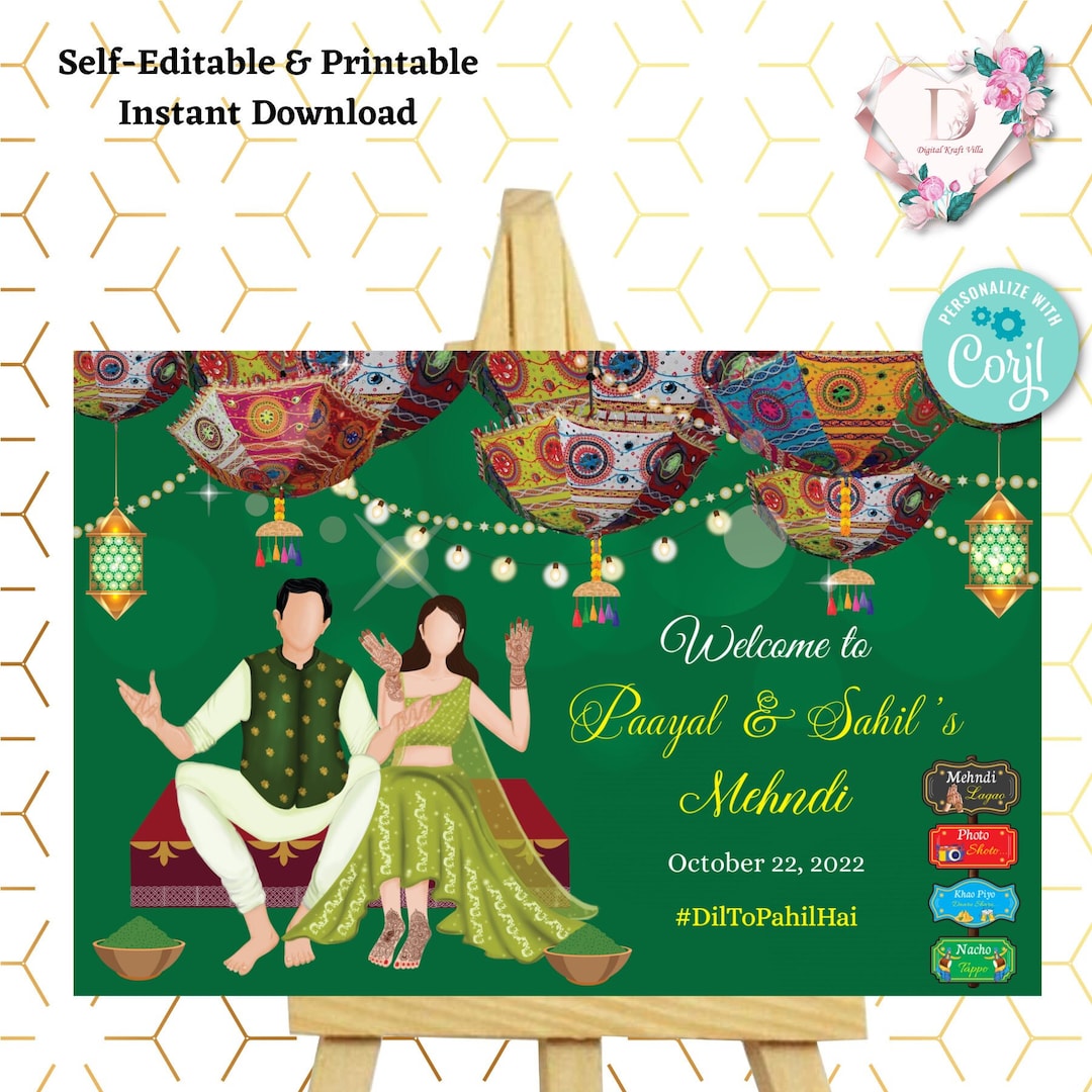 Mehndi Sign as Mehndi Poster, Mehndi Decor Sign, Mendhi Signs as Mehndi ...