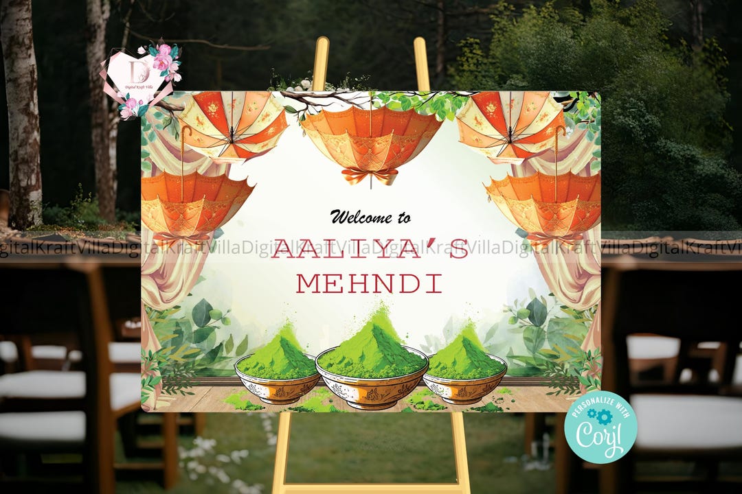 Custom Mendhi Sign Mehndi Welcome Sign Custom Mehndi Sign Dholki Sign ...