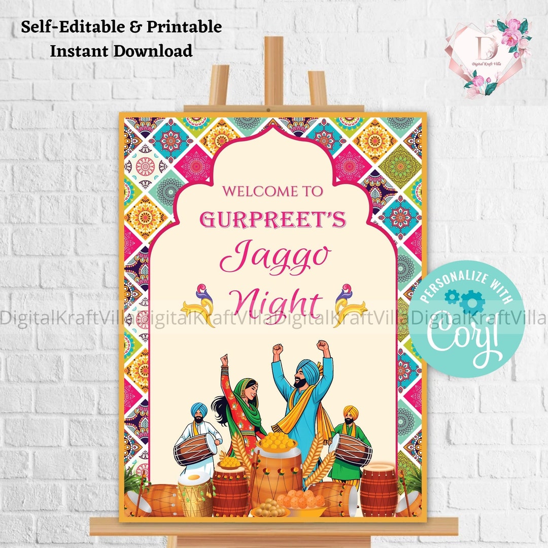 Punjabi Wedding Sign Viah Wala Ghar Sikh Wedding Welcome Sign & Punjabi ...