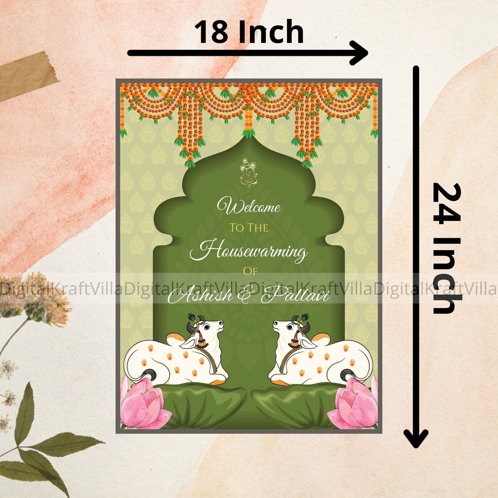 Indian Wedding Grihapravesham Signs, Pichwai Housewarming Sign ...