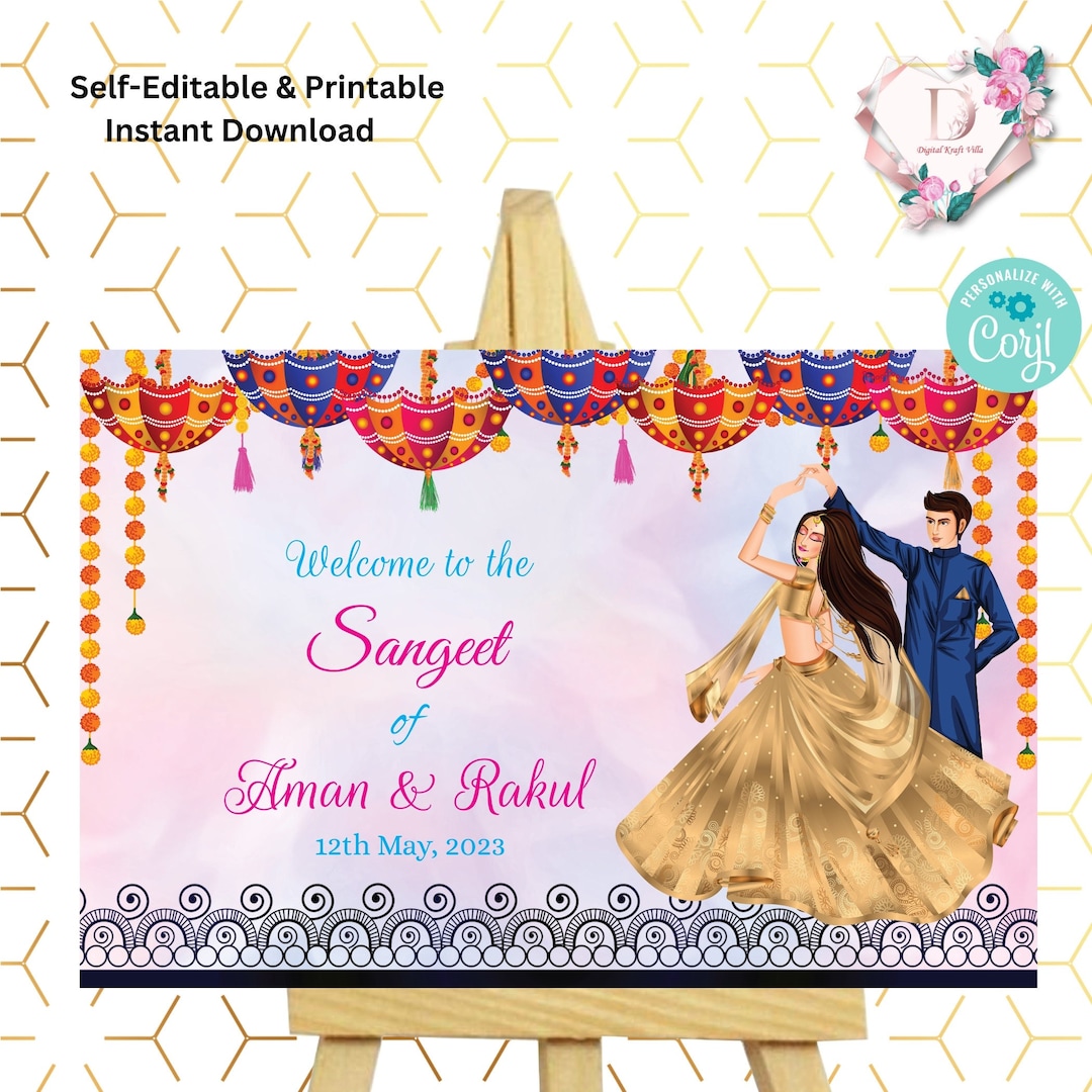 Sangeet Signs & Sangeet Welcome Sign, Sangeet Decor as Sangeet Poster ...
