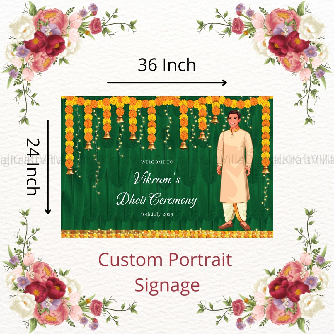 Dhoti Ceremony Sign & Dhoti Function Welcome Sign, Pancha Kattu Sign as ...