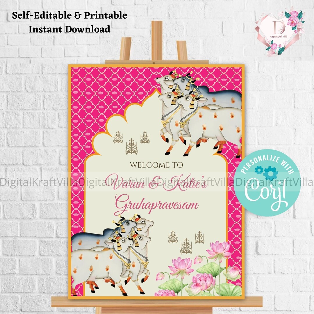 Pichwai Housewarming Sign, Gruhapravesham Signs, Pichwai Signs, Tamil ...