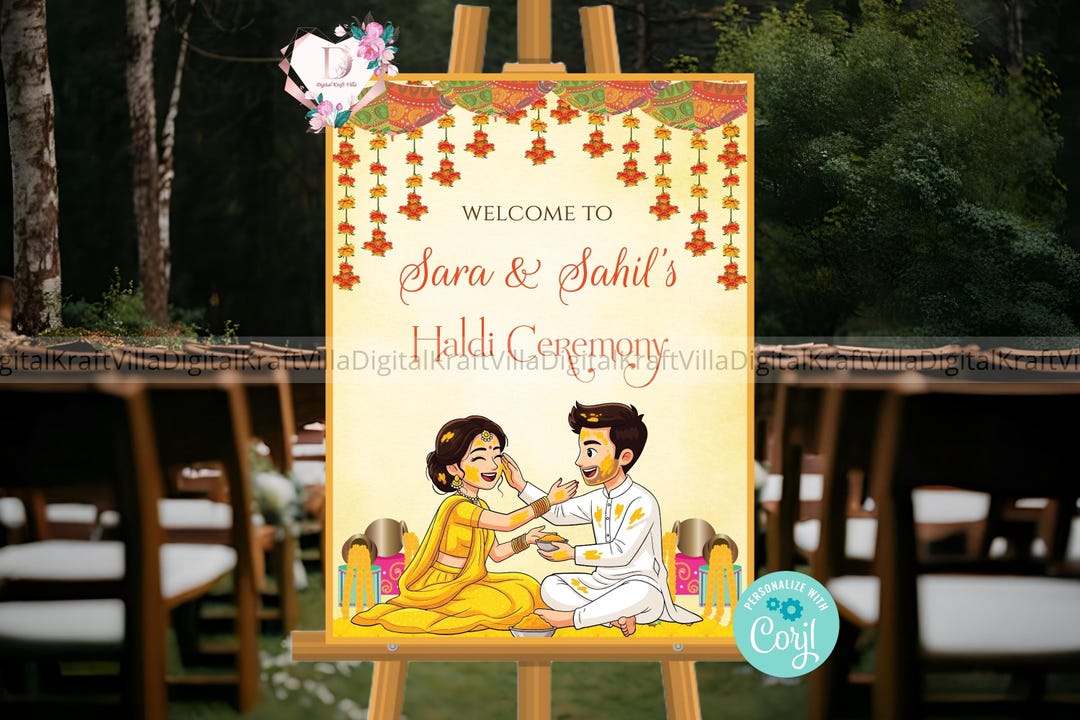 Haldi Signs & Haldi Caricature Sign, Haldi Decoration as Indian Wedding ...