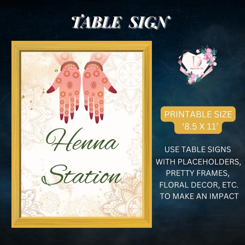 Mehndi Station Sign Henna Station Sign, Dholki Decoration & Mehndi ...