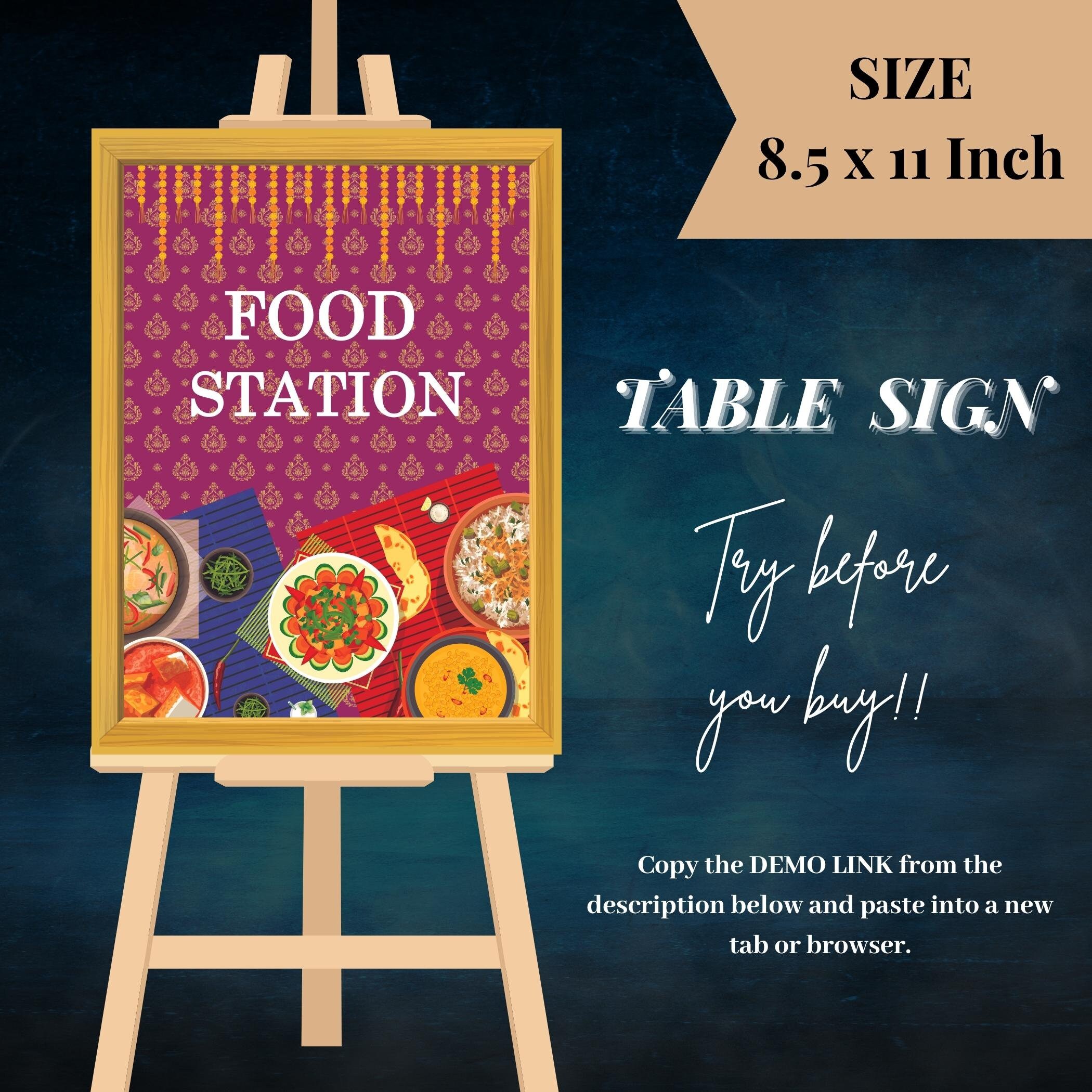 Wedding Food Stall Signs Food Bar Signs Mehndi Decoration - Etsy
