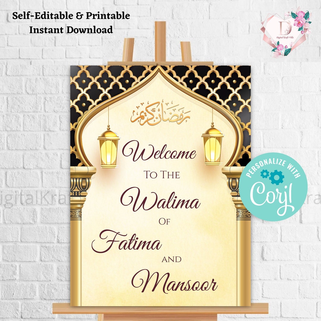 Nikah Welcome Sign, Muslim Welcome Sign Nikkah & Nikah Welcome Sign ...