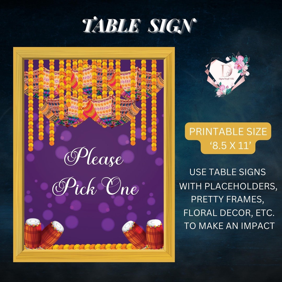 Haldi Decor, Please Pick One Indian Wedding Decor, Mehndi Decor Station ...