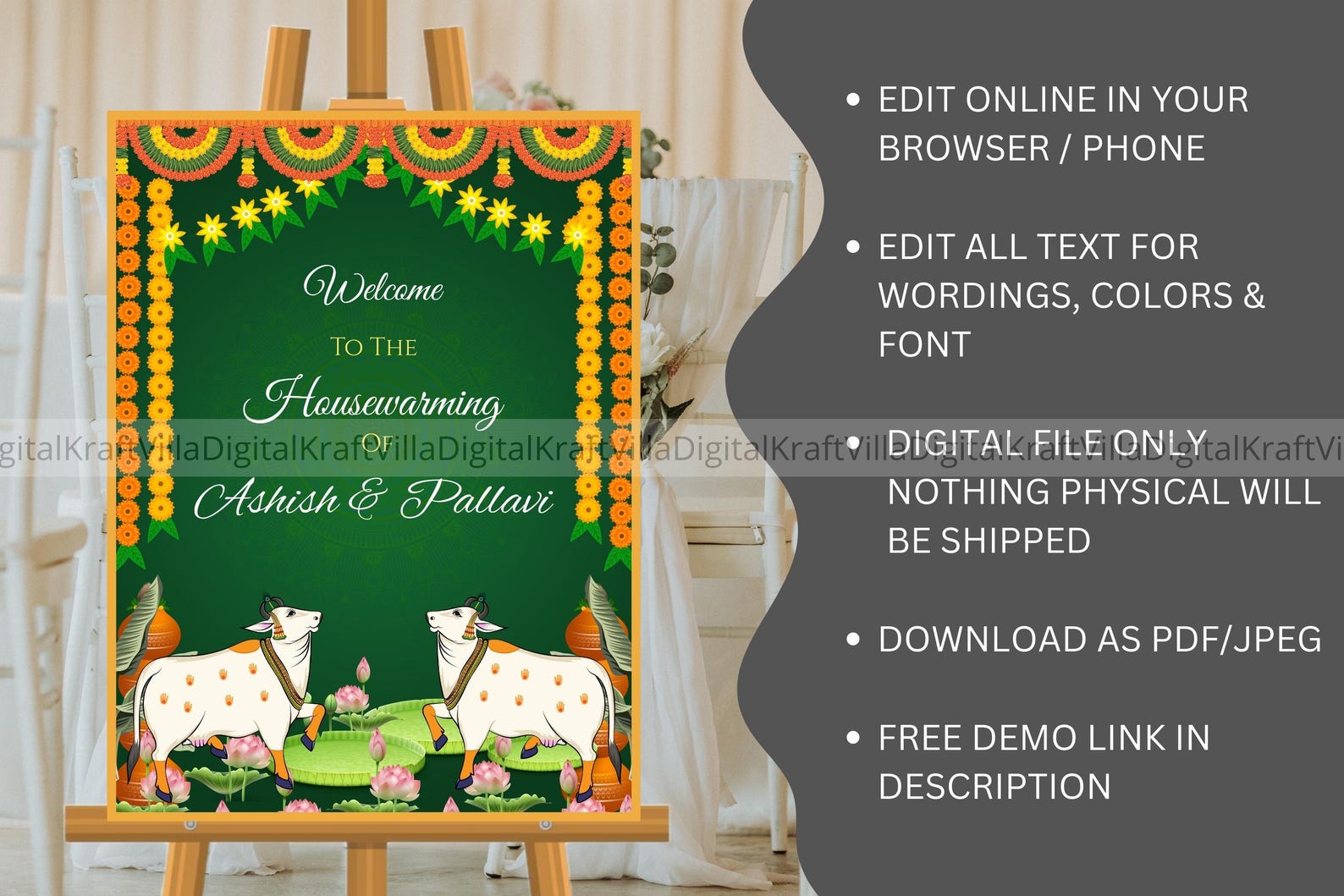 Gruhapravesham Signage Pichwai Sign, Hindu Wedding Sign, Indian Wedding ...