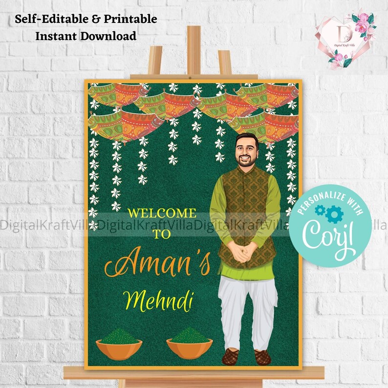 Welcome to My Mehndi Sign, Groom's Mehndi Welcome Sign, Indian Mehndi ...