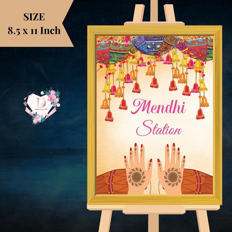 Henna Station Sign Mehndi Station Sign, Dholki Decoration & Mehndi ...