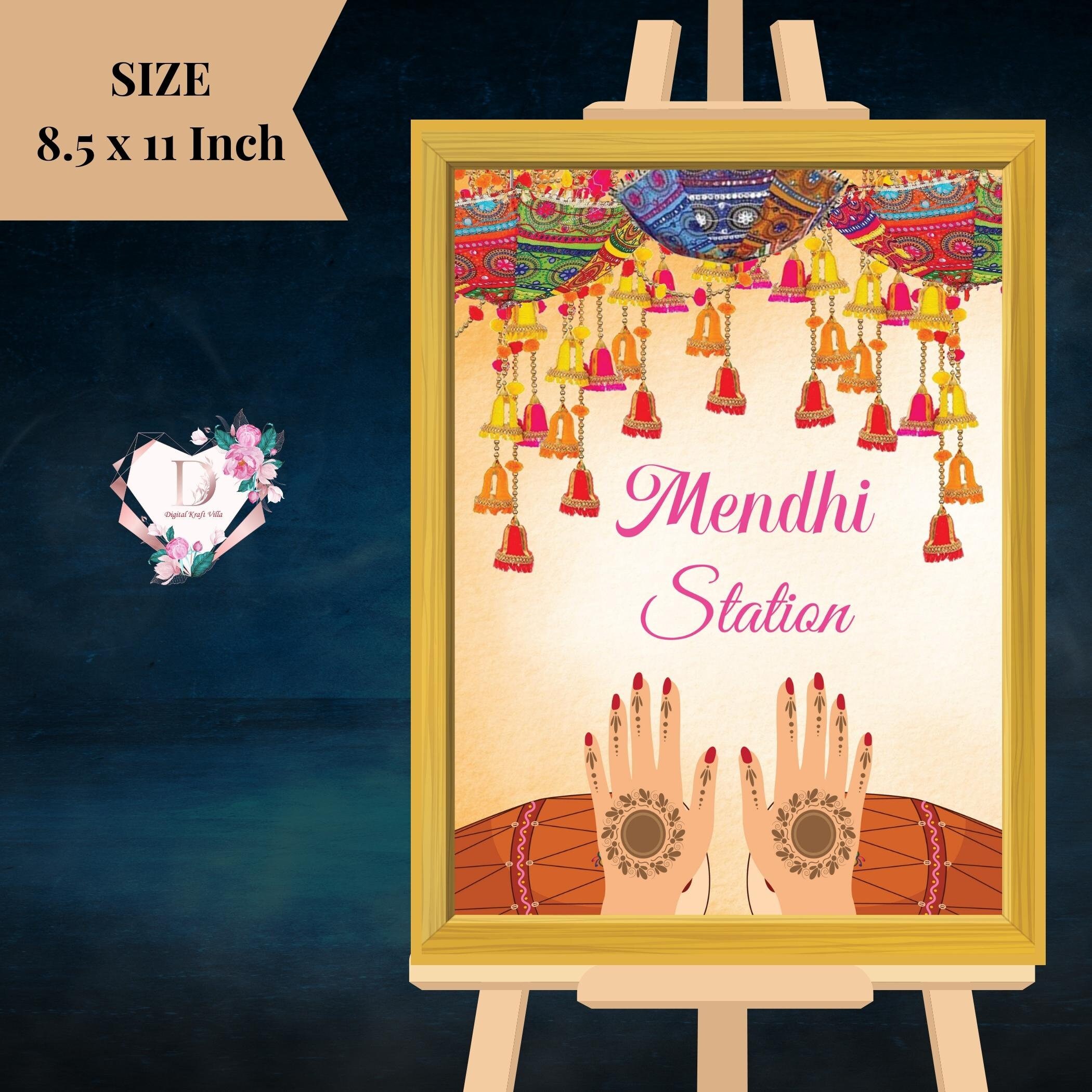 Henna Station Sign Mehndi Station Sign, Dholki Decoration & Mehndi ...