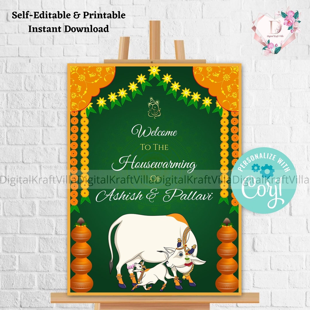 Gruhapravesham Signage Pichwai Sign, Hindu Wedding Sign, Indian Wedding ...