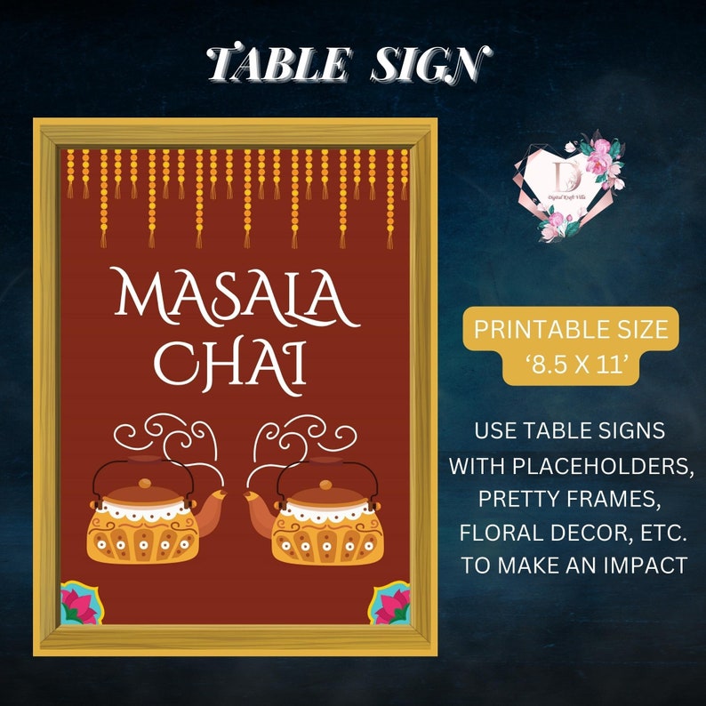 Indian Chai Table Sign & Indian Food Station Sign Wedding Decor, Indian ...