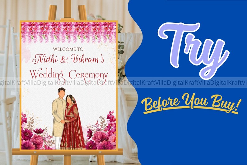 Indian Wedding Welcome Sign, Hindu Wedding Welcome Sign, Indian Wedding ...