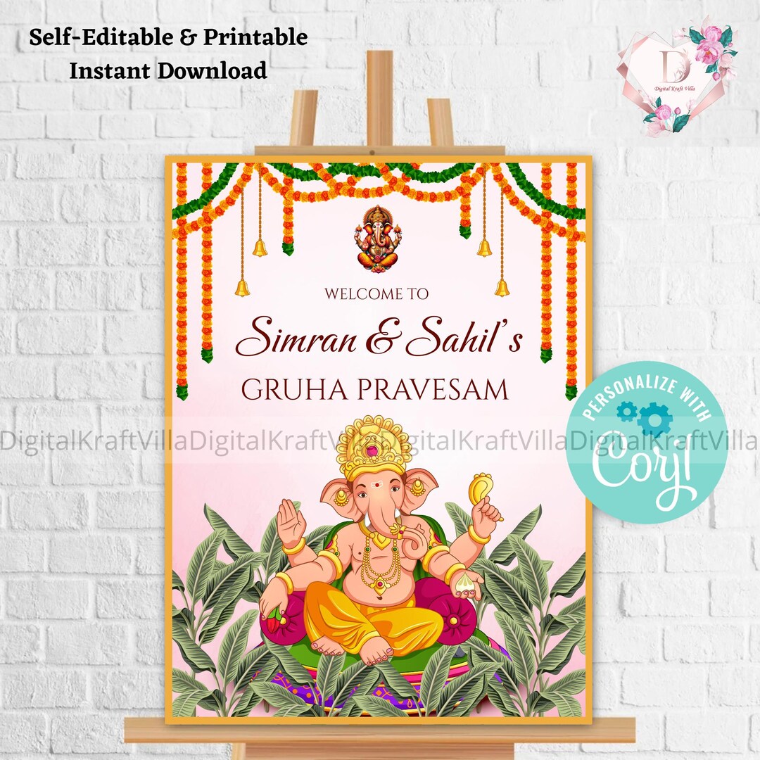 Gruhapravesam Sign With Ganesh & Gruhapravesham Sign,indian ...