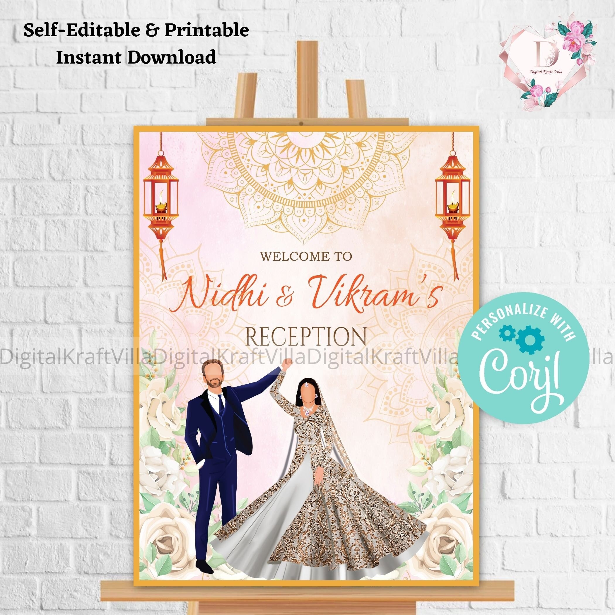 Indian Wedding Reception Signage, Indian Reception Welcome Signs as ...