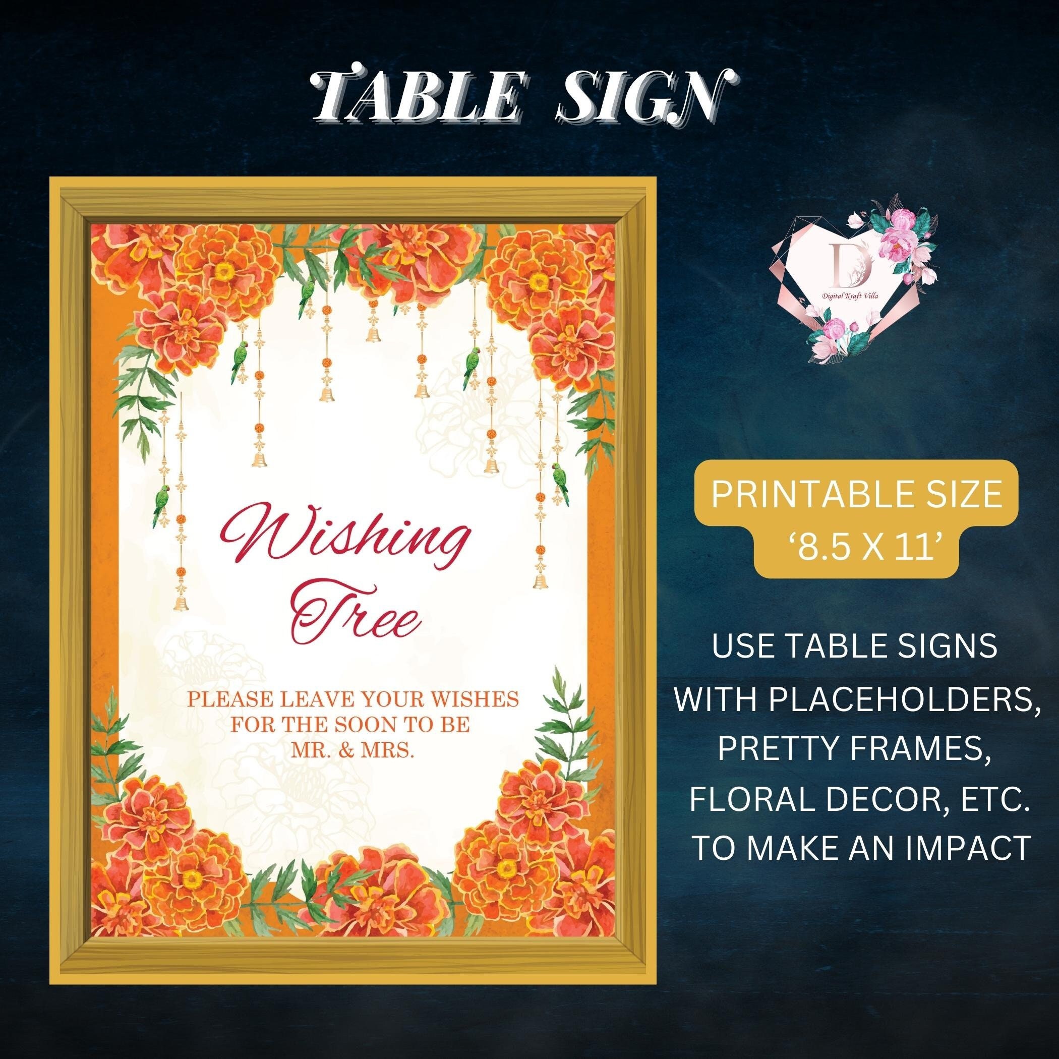 Wishing Tree Sign, Desi Wedding Decor Table Sign, Indian Table Sign ...