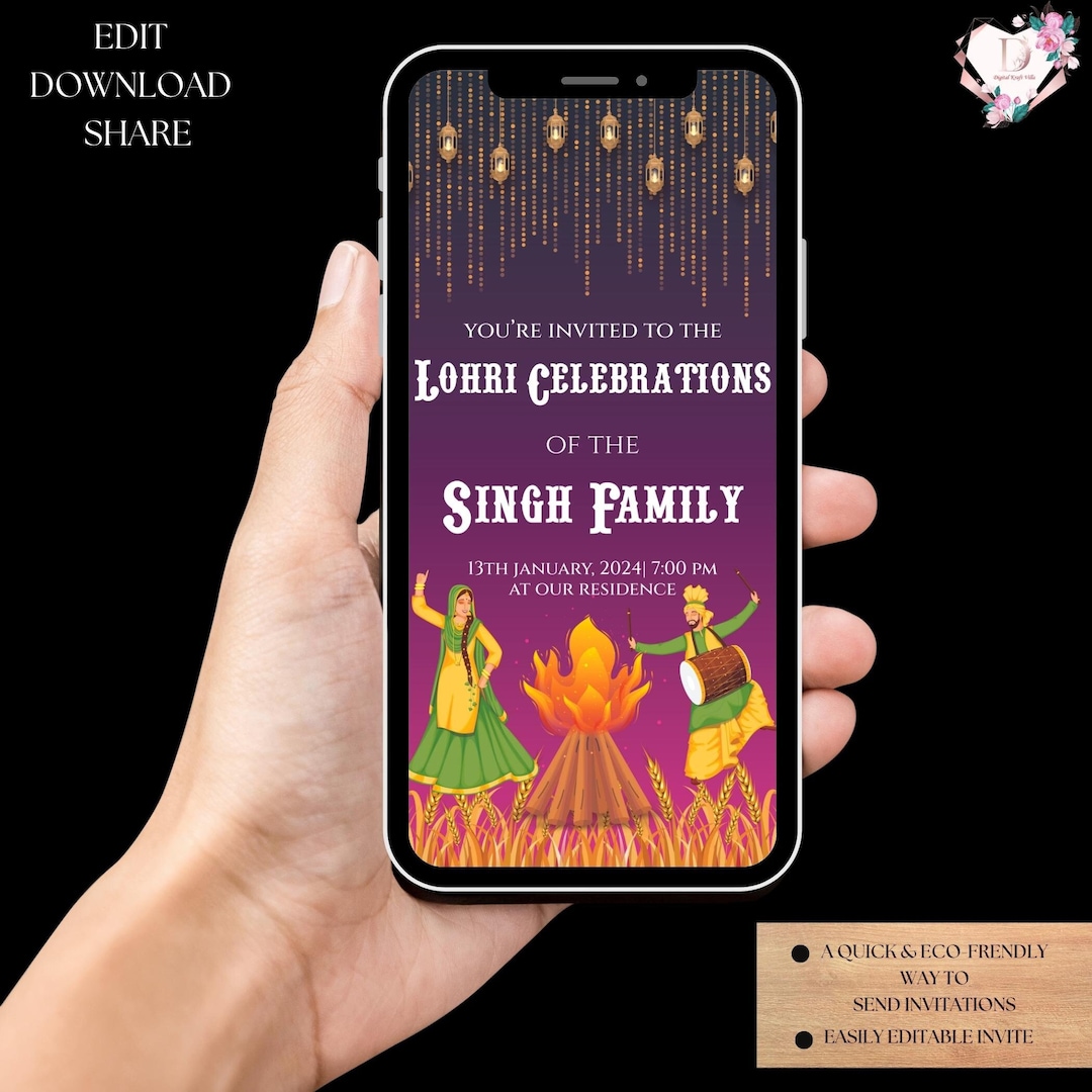 Lohri Cards, Digital Lohri Invite as Lohri Invitations & Lohri Party ...