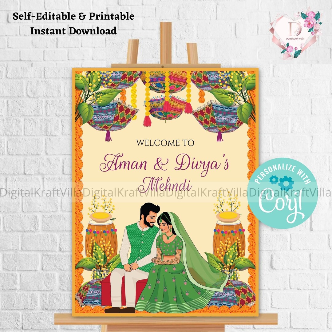 Mehndi Sign as Mehndi Poster, Mehndi Couple Sign, Mendhi Signs as ...