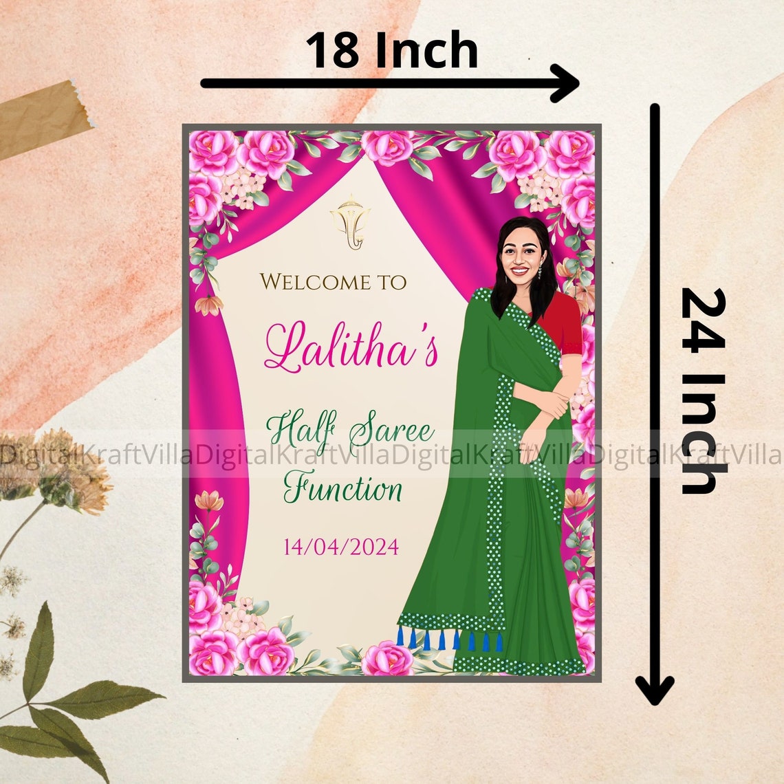 Half Saree Decor, Half Saree Poster & Half Saree Ceremony Signs as Half ...