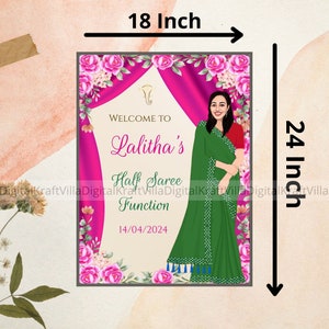 Half Saree Decor, Half Saree Poster & Half Saree Ceremony Signs as Half ...