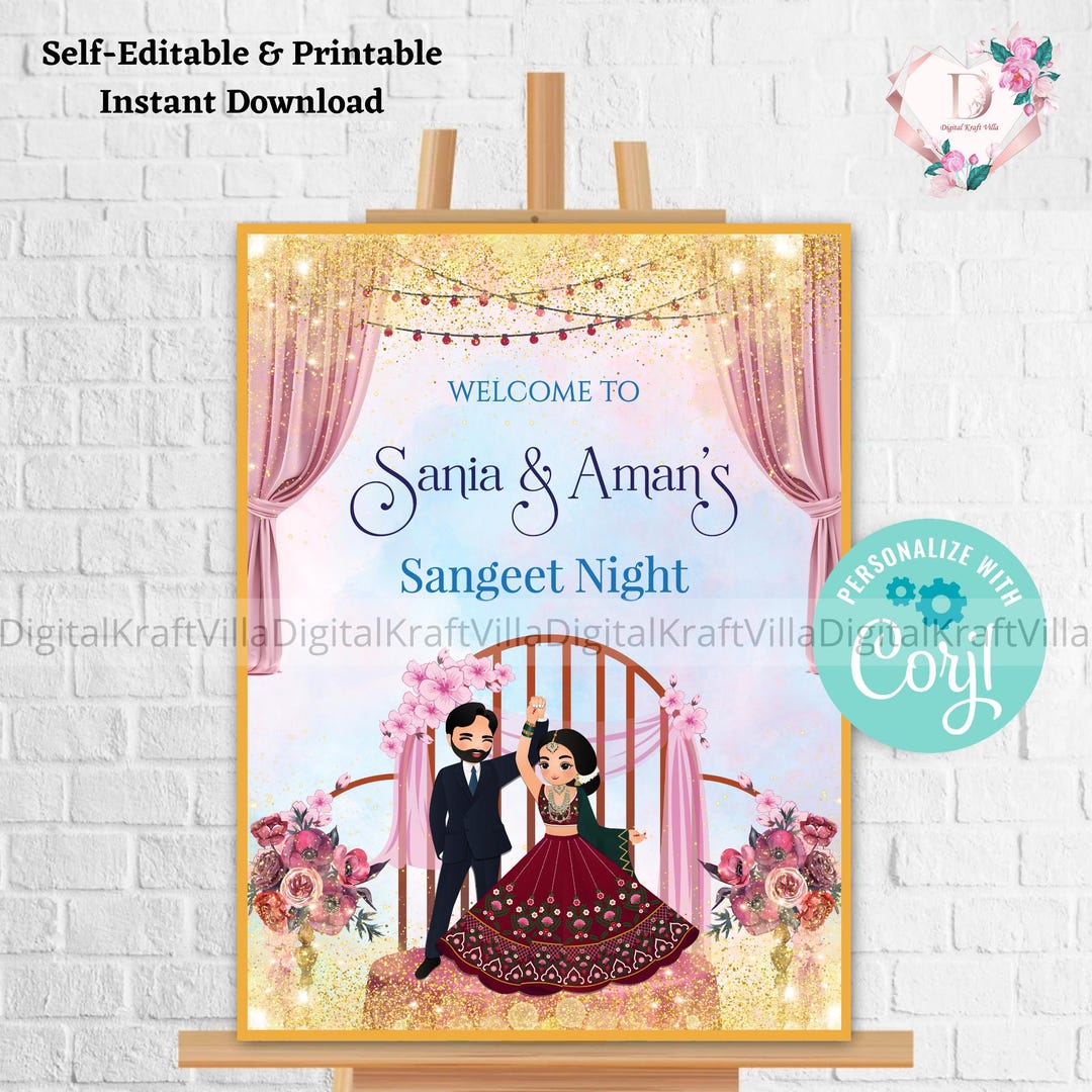 Sangeet Signs & Sangeet Welcome Sign, Sangeet Decor as Sangeet Poster ...