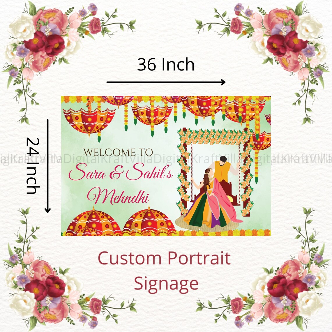 Mehndi Welcome Signs in Posters for Mendhi and Sangeet, Mehendi Welcome ...