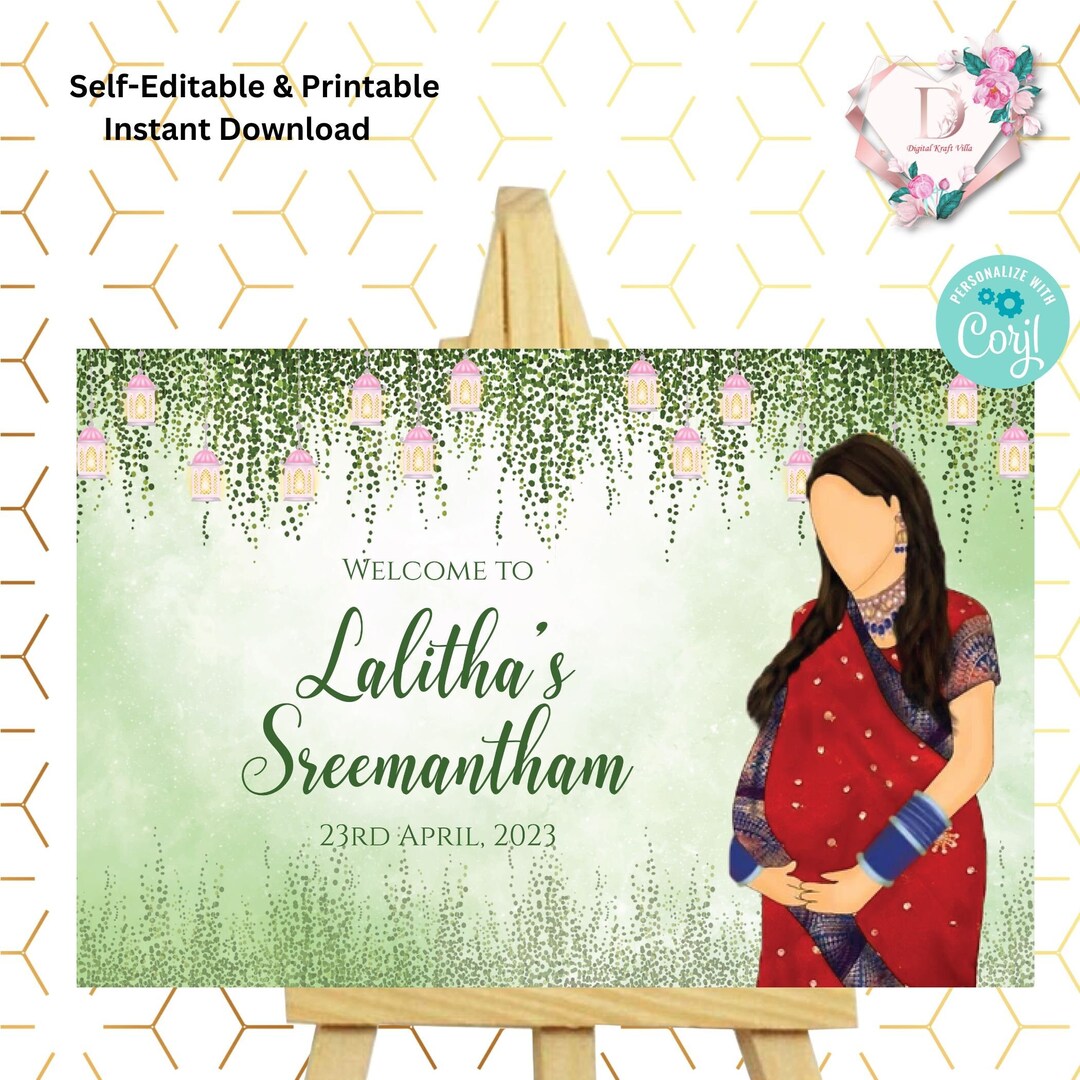 Seemantham Welcome Sign Sreemantham Welcome Sign Indian Baby - Etsy