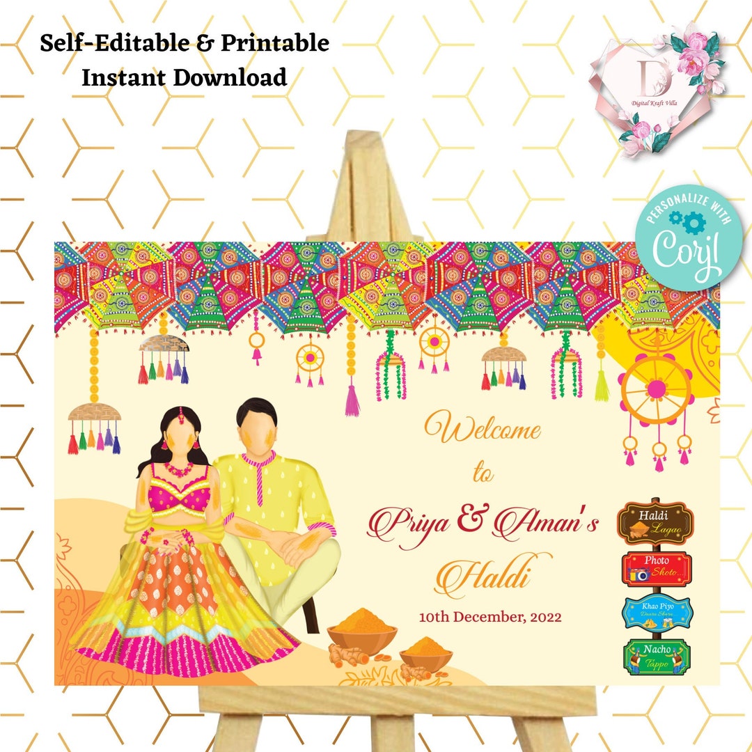 Haldi Posters as Welcome to Haldi Signs & Haldi Welcome Signs, Haldi ...