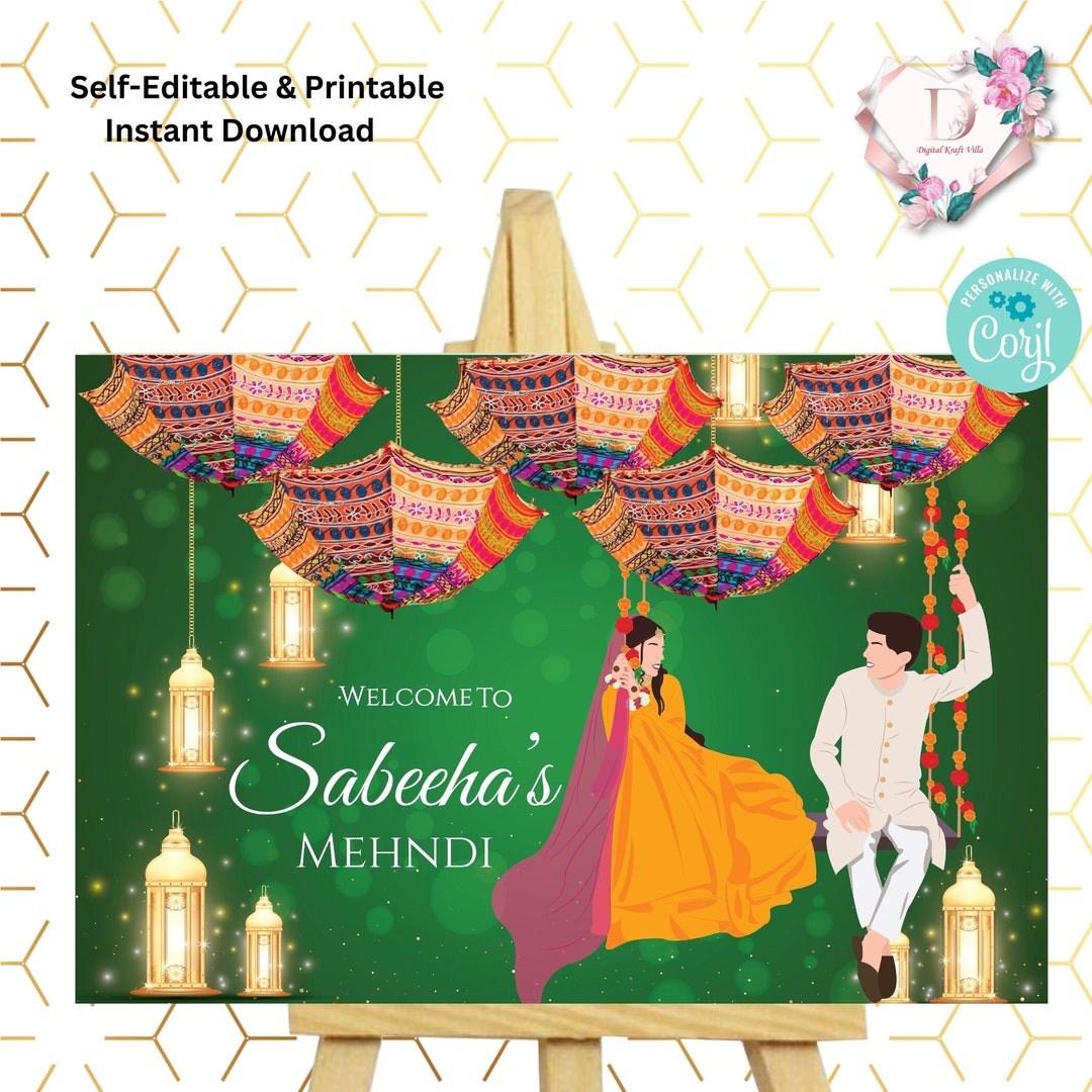 Mehndi Welcome Signs, Indian Caricature Mehandii Signs, Mehendi Welcome ...