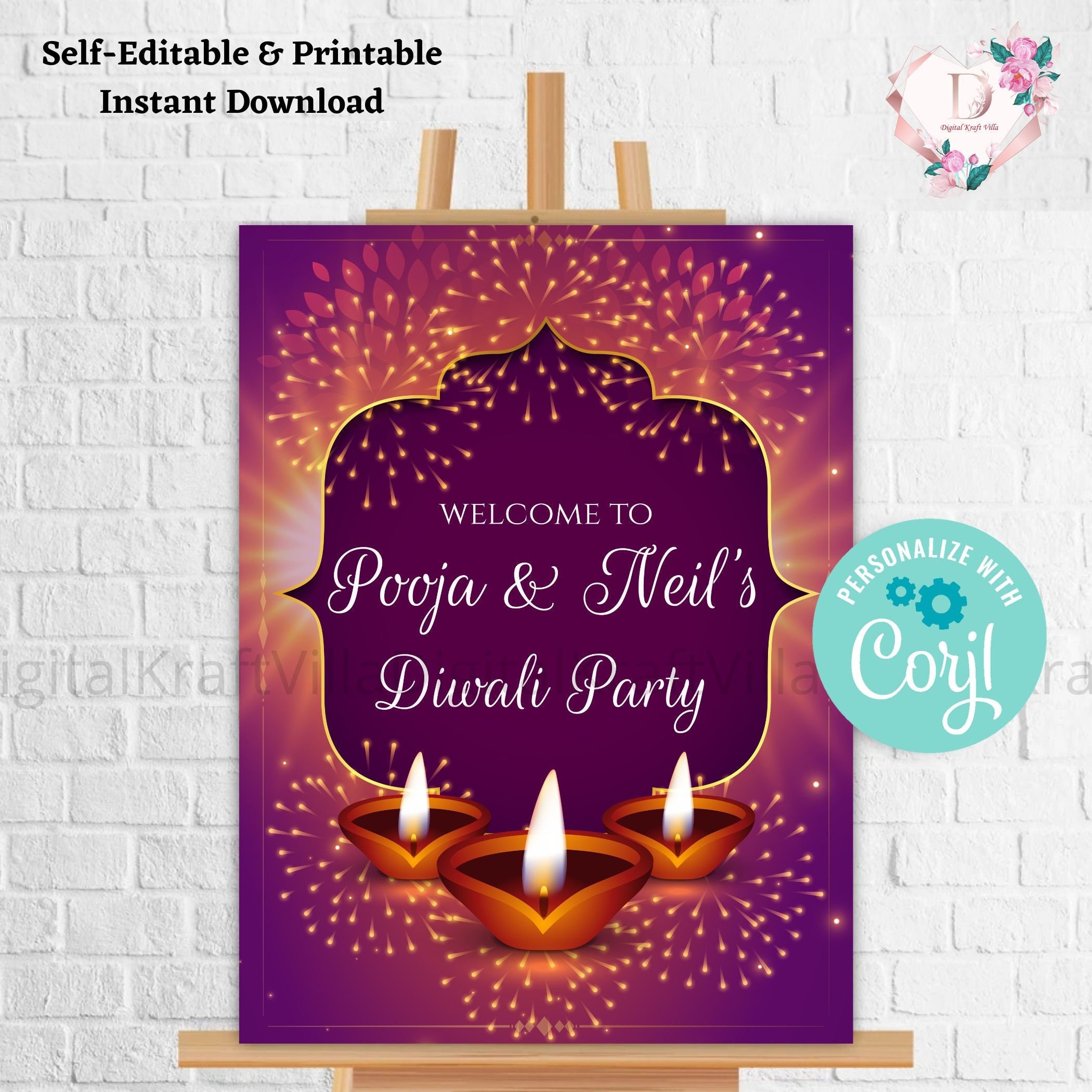 Diwali Party Signs, Diwali Welcome Signs & Diwali Decor, Diwali Party ...