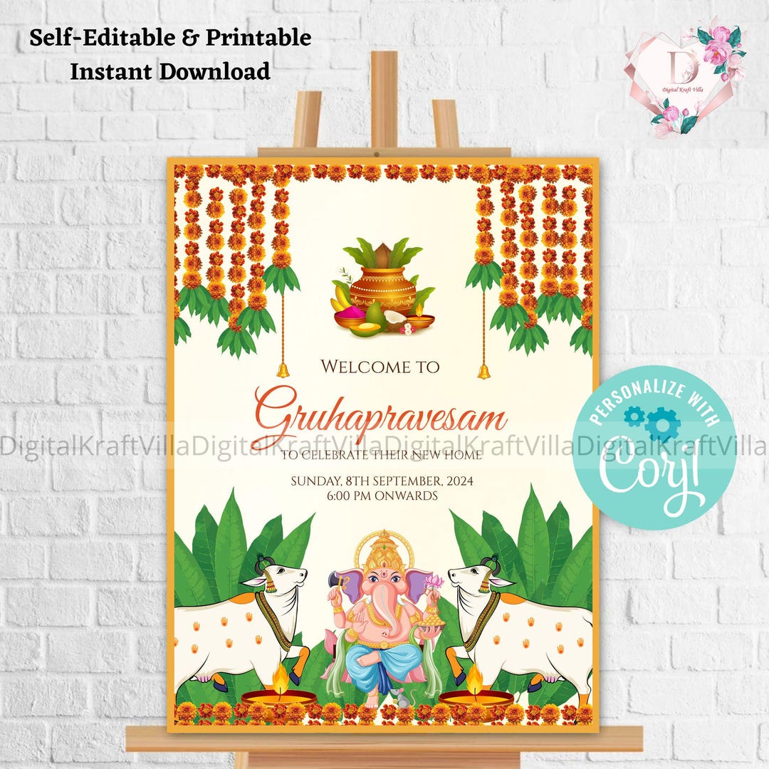 Gruhapravesham Signs, Pichwai Housewarming Sign, Grah Shanti Sign ...