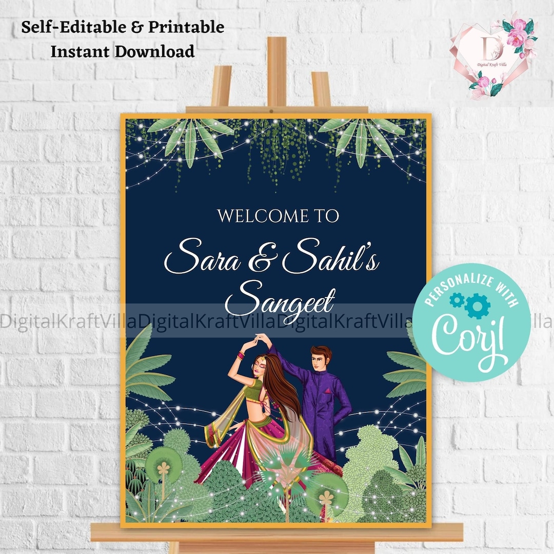 Sangeet Welcome Sign, Sangeet Signs & Sangeet Decor as Sangeet Poster ...