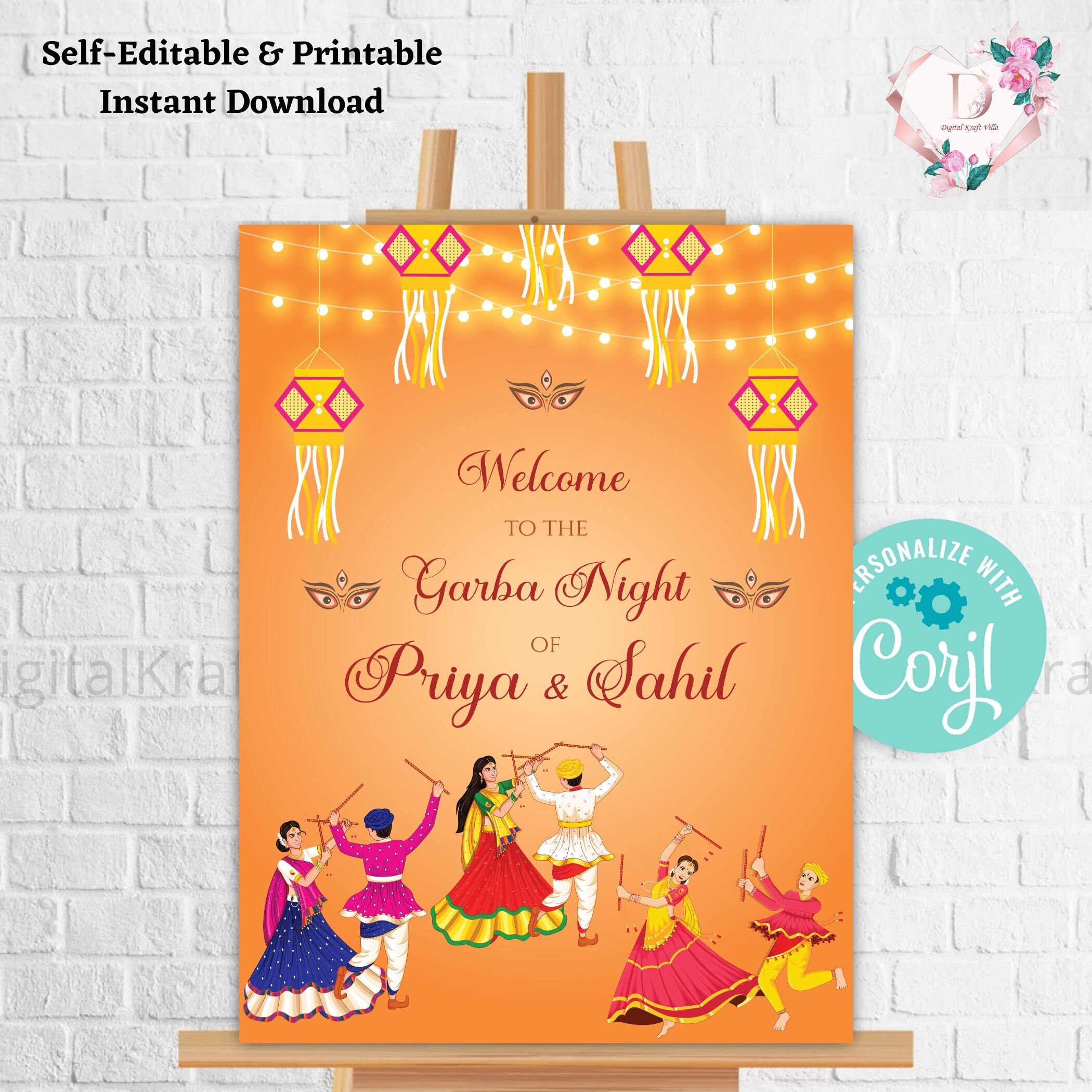 Raas Garba Night Welcome Signs Dandiya Raas Welcome Sign & - Etsy