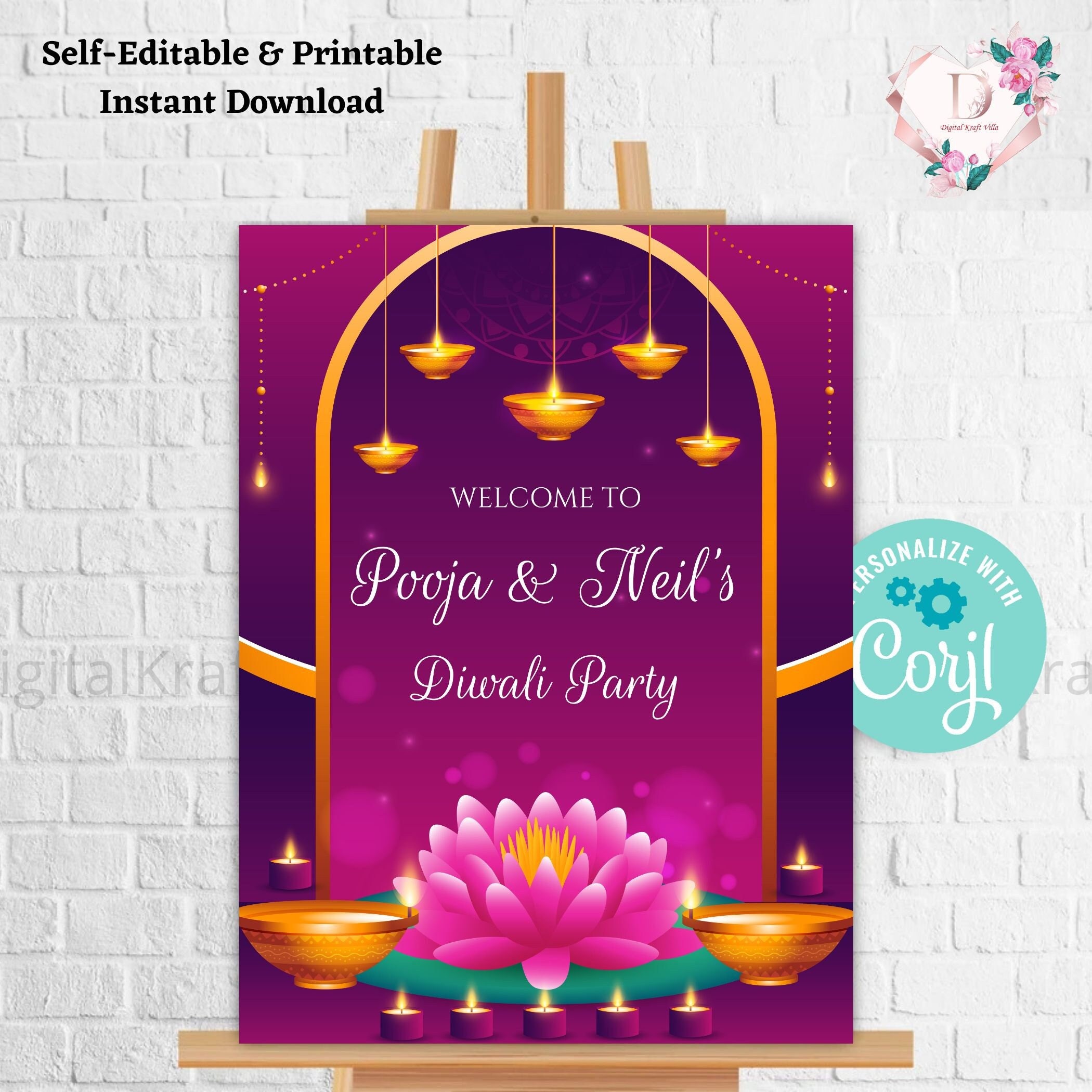 Diwali Welcome Signs & Diwali Decor, Diwali Party Welcome Signs as ...
