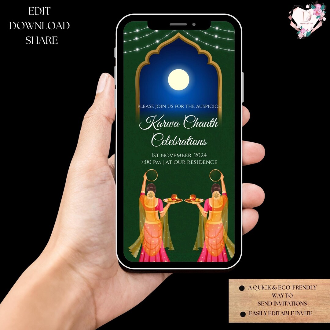 Karwa Chauth Invite Digital Karva Chauth Cards & Digital Karwa Chauth ...