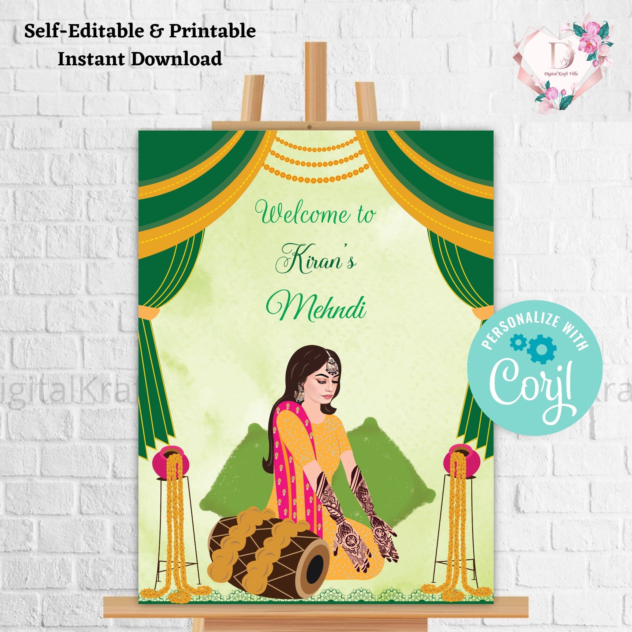Henna Welcome Sign Mehndi Night Welcome Sign & Welcome to My Mehndi ...