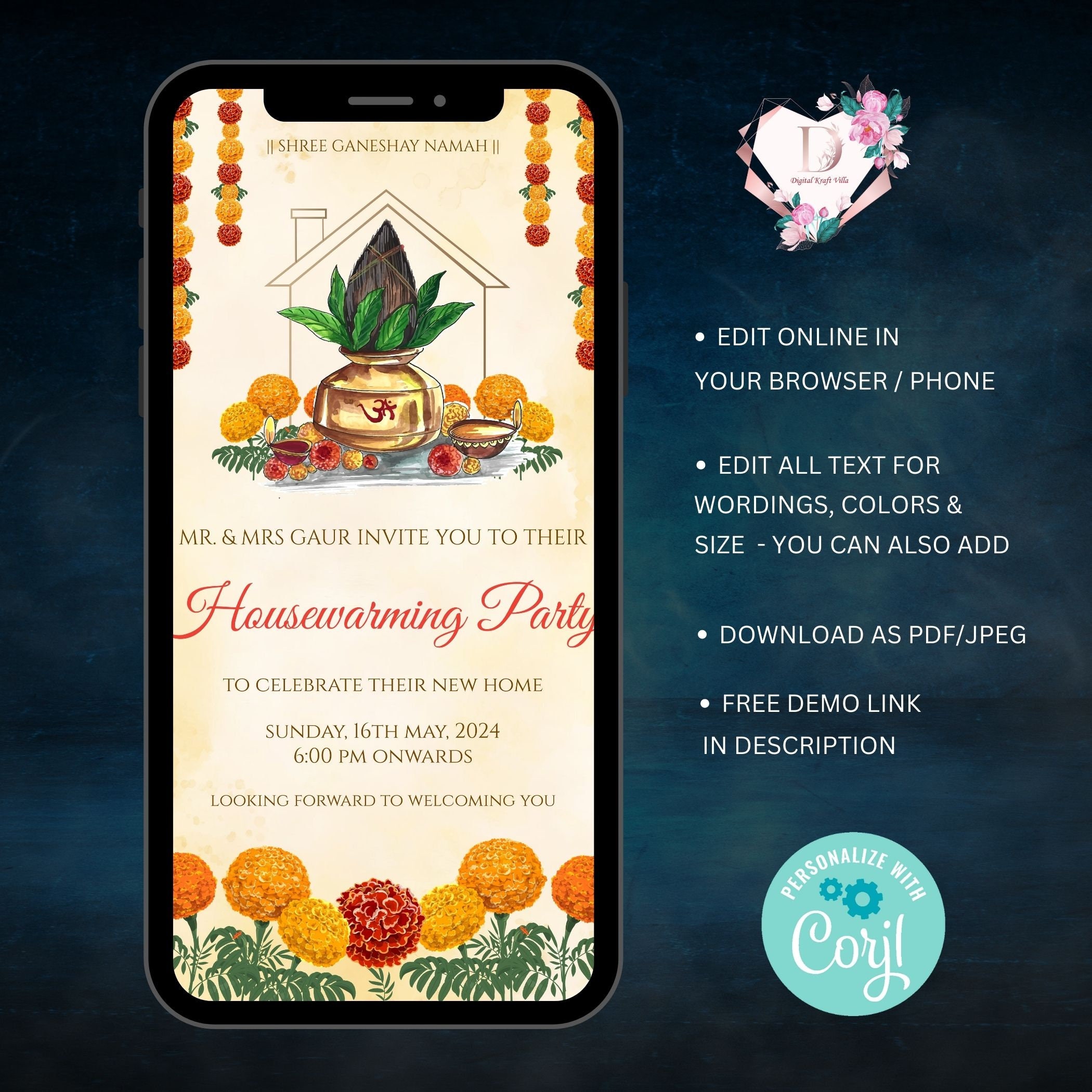 Indian Housewarming Invitations & Indian New Home Invites, Digital ...